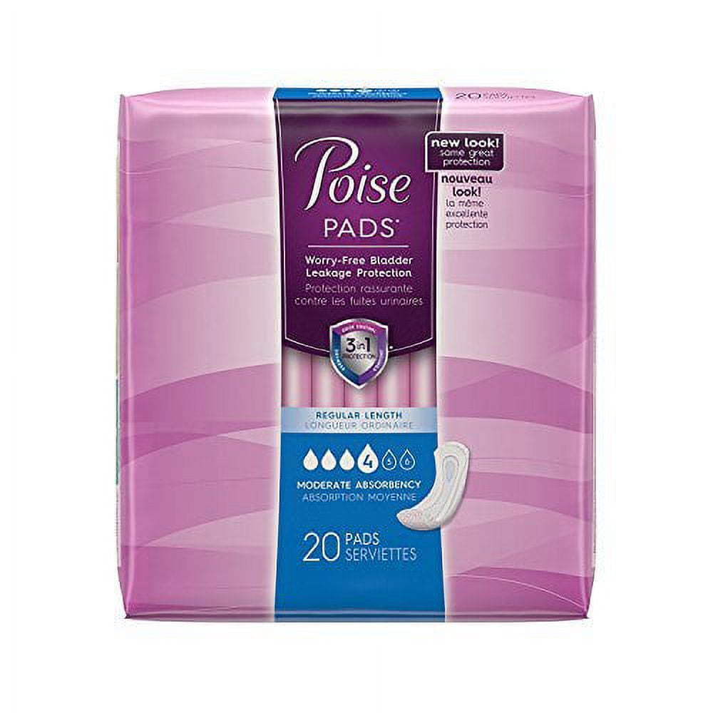 Poise Regular Moderate Pad 20 Pads (Pack of 2) - Walmart.com
