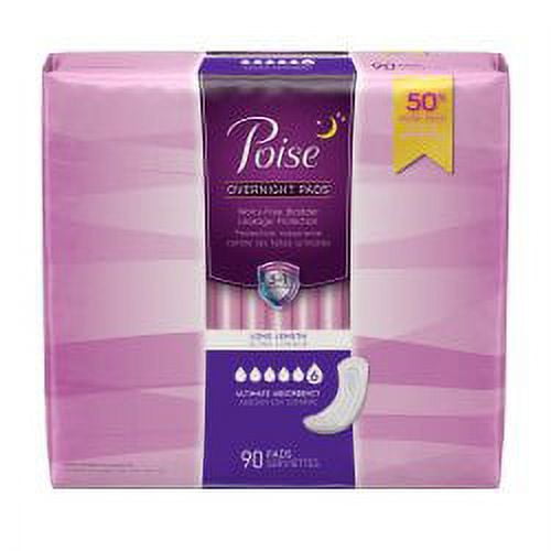 Poise Ultimate Absorbency Pads 90 Ct. - Long Length HSA/FSA Eligible ...