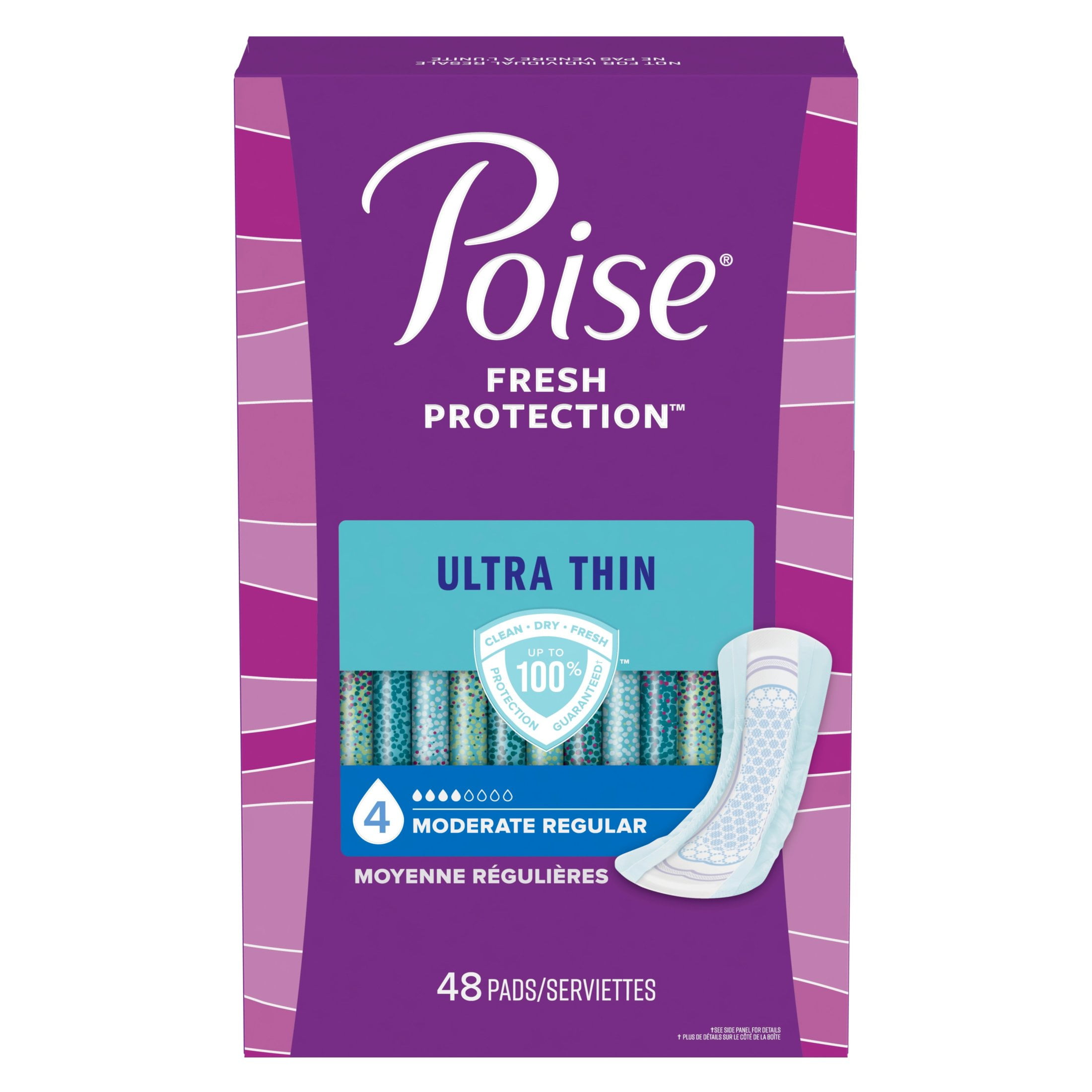 Poise Ultra Thin Incontinence Pads for Women, 4 Drop, Moderate ...