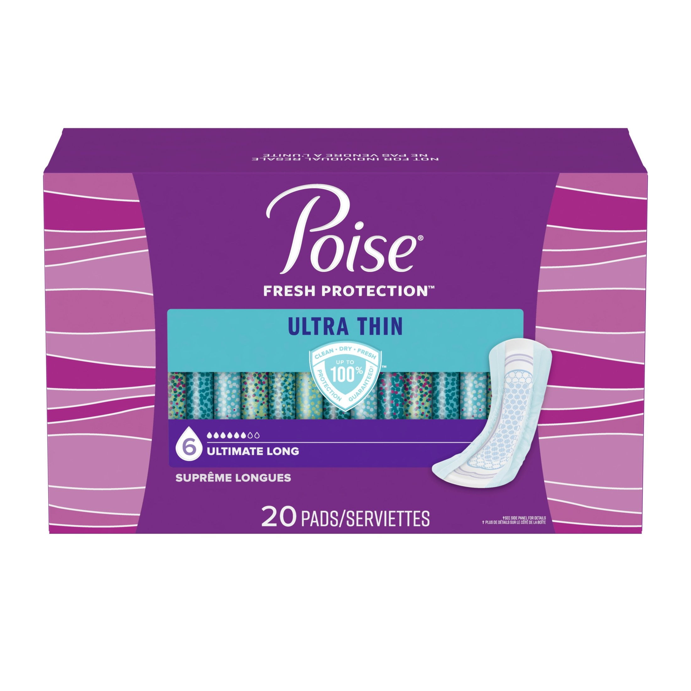 Poise Ultra Thin Incontinence Pads for Women, 6 Drop, Ultimate ...