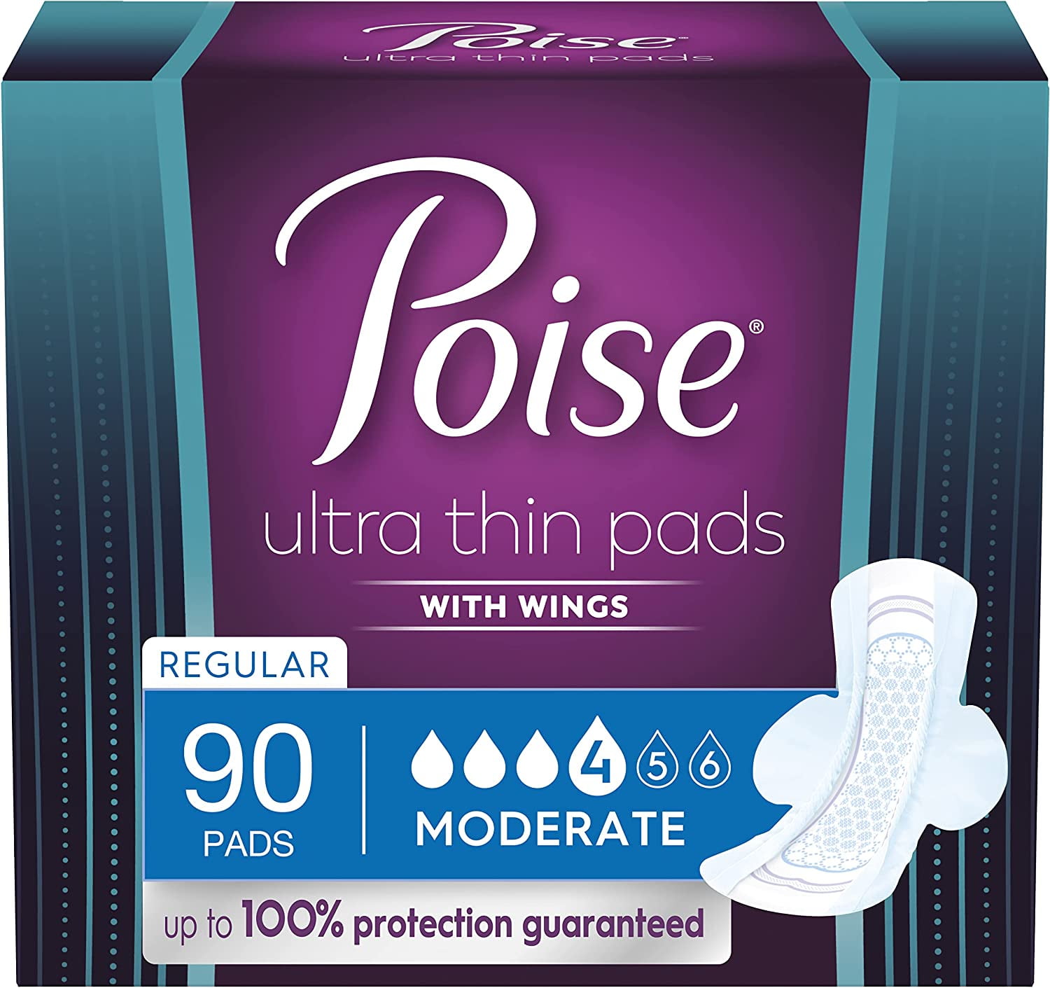 Poise Ultra Thin Incontinence Pads, Postpartum, Moderate Absorbency, 90 ...