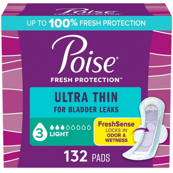 Poise Ultra Thin Incontinence & Postpartum Pads with Wings for Bladder ...