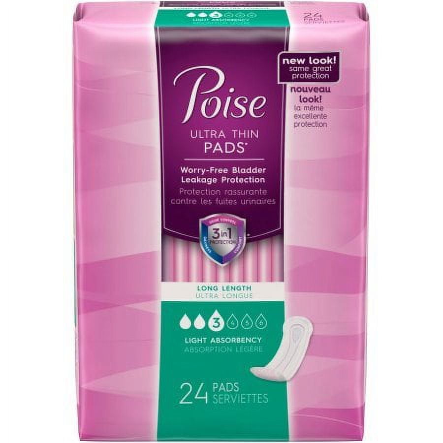 Poise Ultra Thin Pads - 24 Pack - Absorbency #3 - Long Length ...