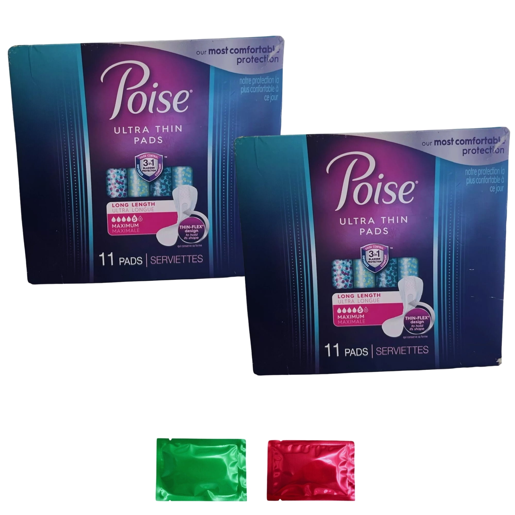 Poise Ultra Thin Pads Long Length Maximum, With Odor-Control, Dryness ...