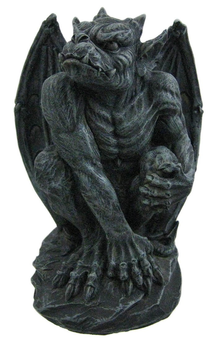 Winged Gargoyle Statue Guardian, Poised Protector, Cold Cast Resin ...