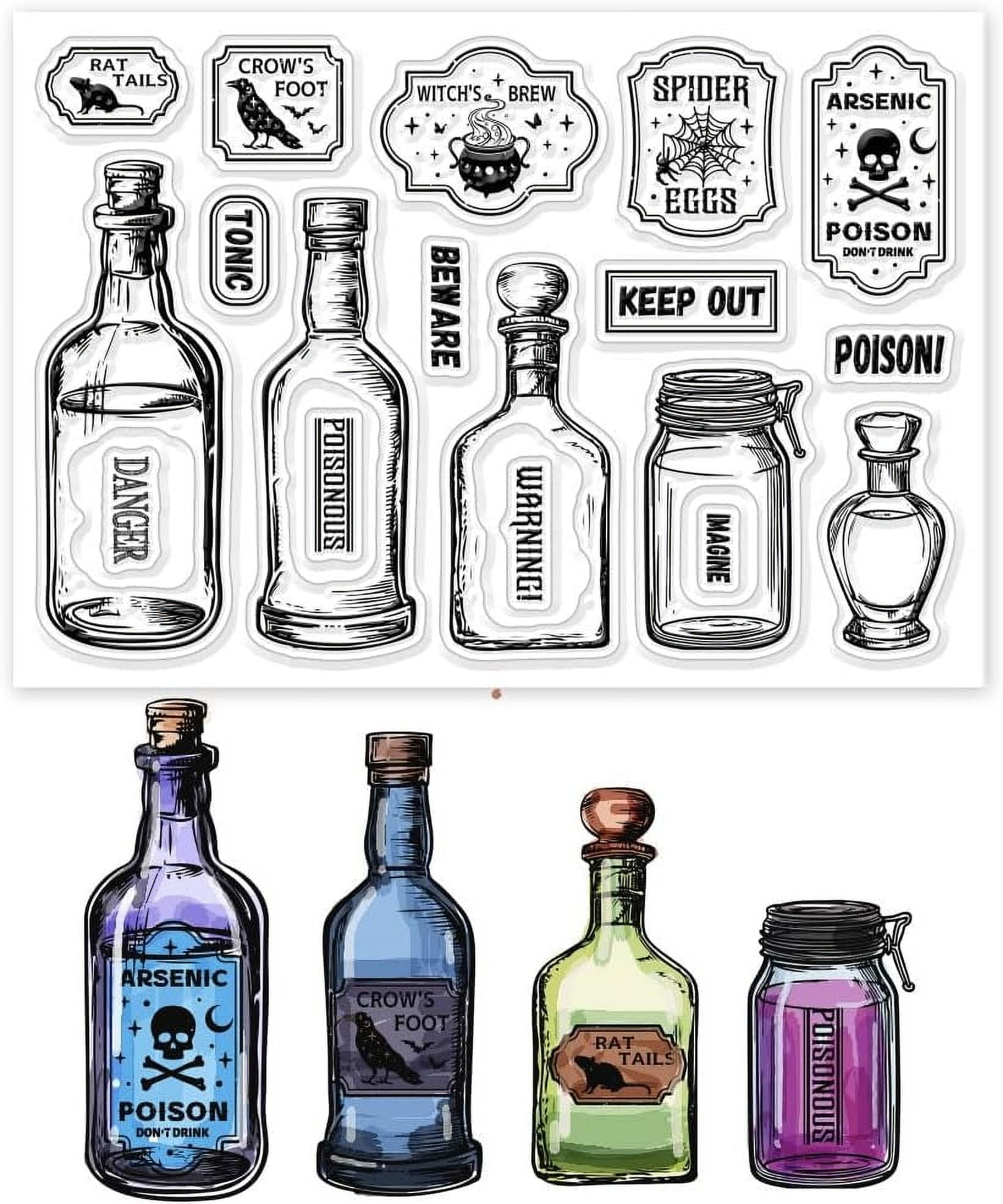 Poison Bottle Clear Stamps Day of The Dead Labels Silicone Clear Stamp ...