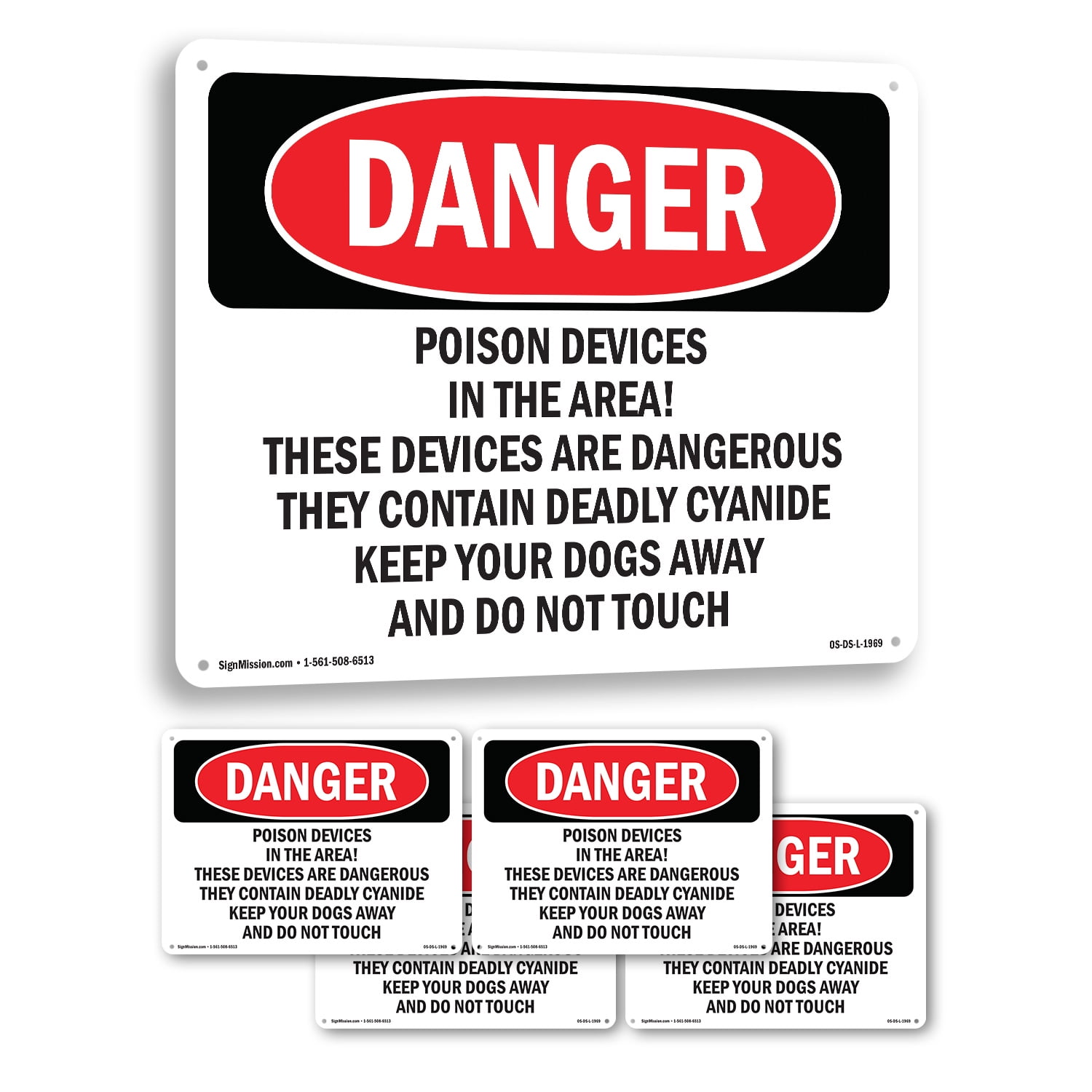 Poison Devices In The Area OSHA Danger Rigid Plastic Sign 18 Inch x 12 ...