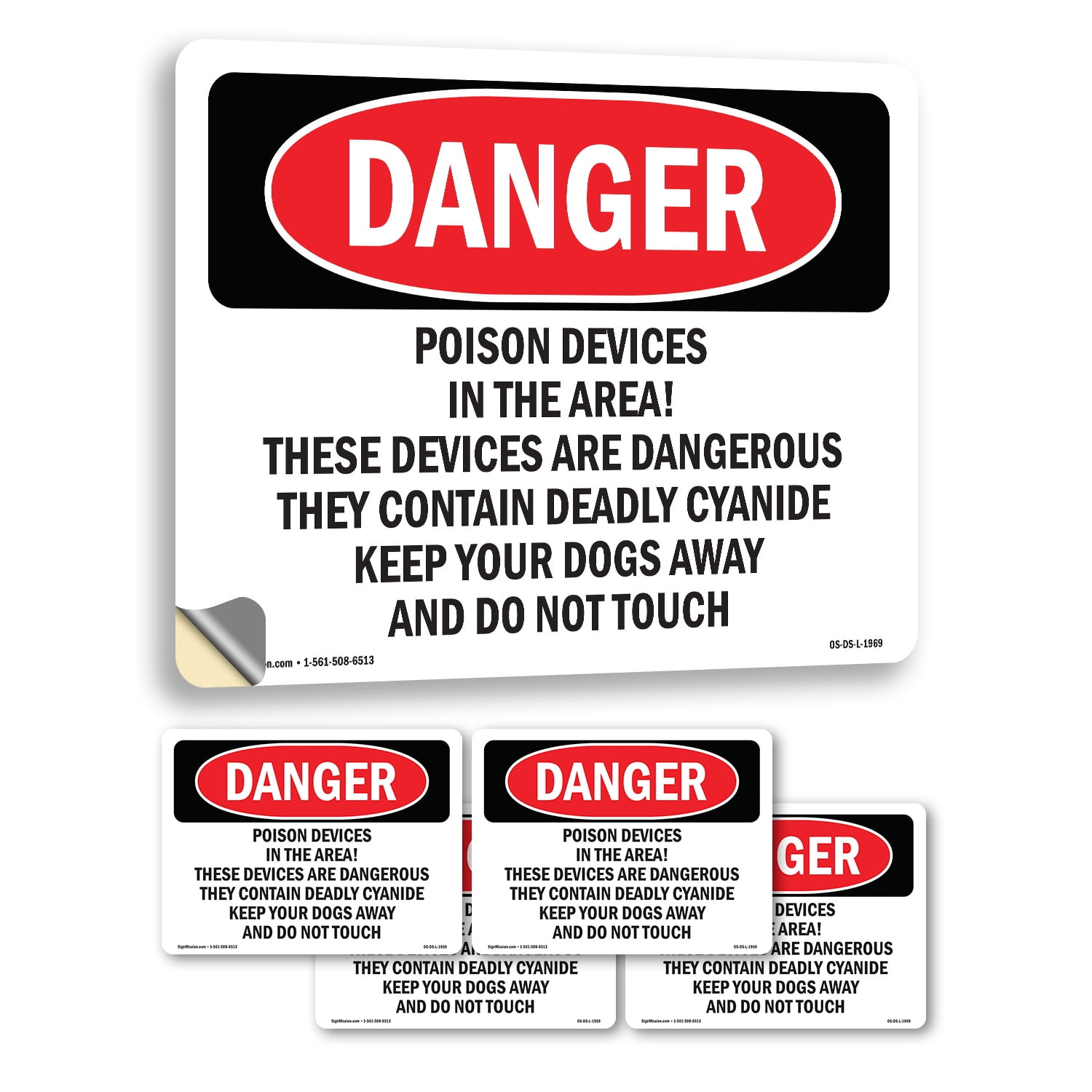 Poison Devices In The Area OSHA Danger Vinyl Decal Label 18 Inch x 12 ...