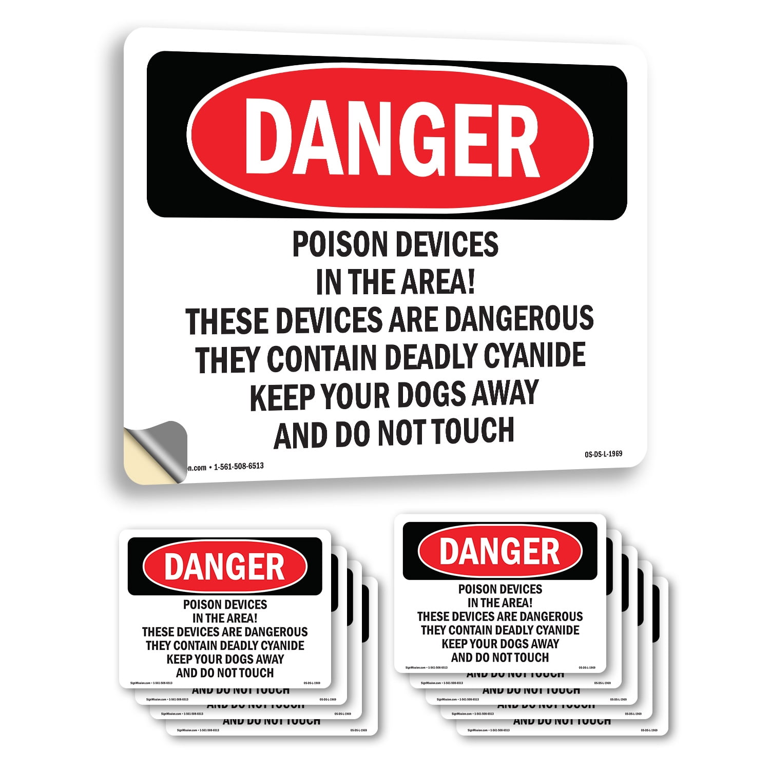 Poison Devices In The Area OSHA Danger Vinyl Decal Label 24 Inch x 18 ...