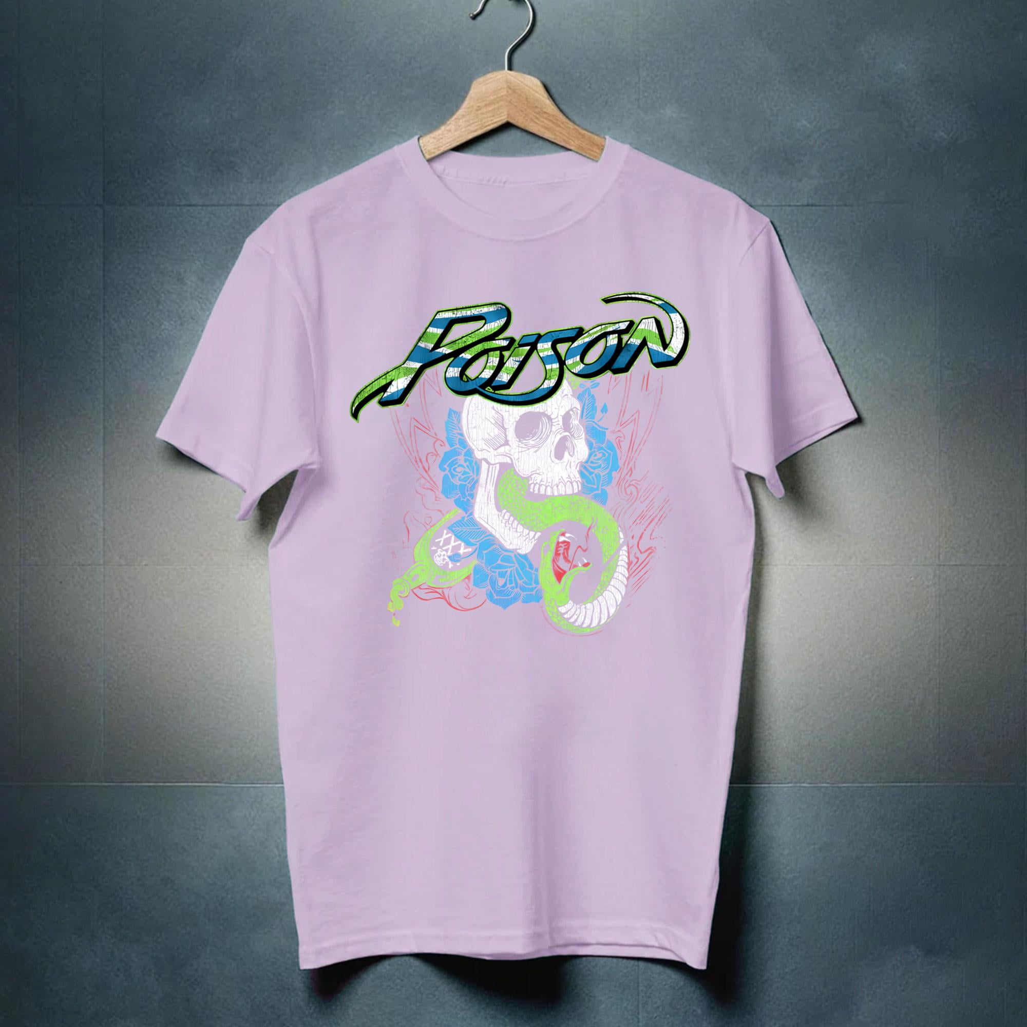 Poison Full Color Roses Skull & Cobra Men's T Shirt 80's Rock Music ...