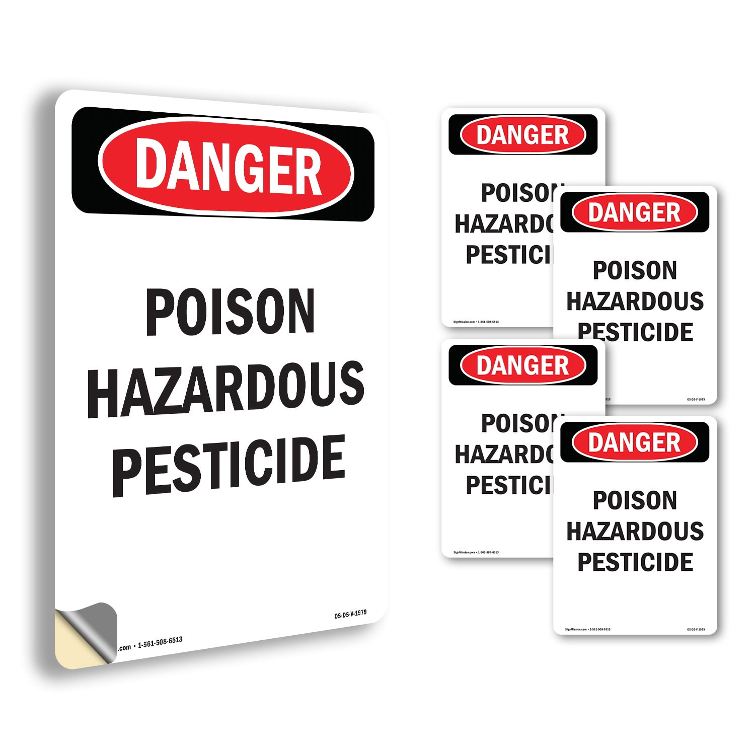 Poison Hazardous Pesticide OSHA Danger Vinyl Decal Label 5 Inch x 3.5 ...