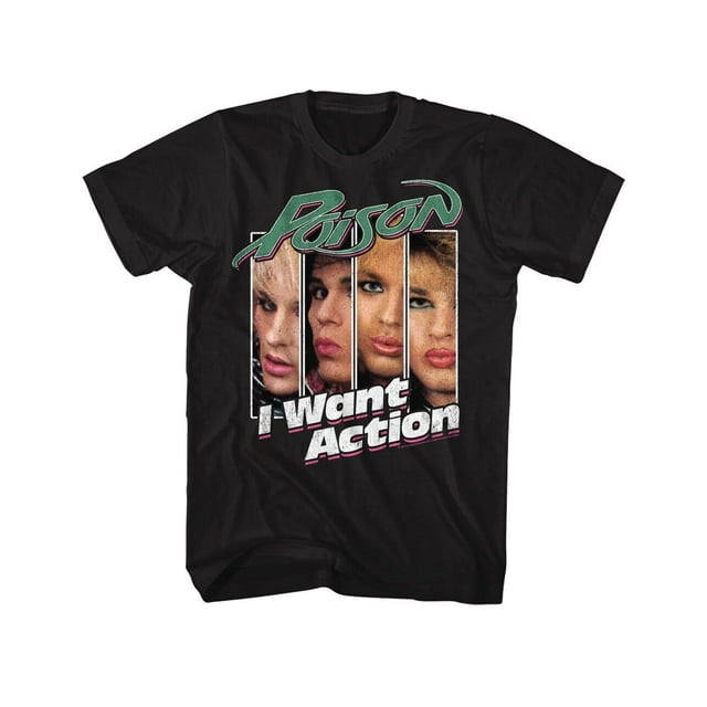 Poison I Want Action Band Boxed Photo's Men's T Shirt 80's Rock Music ...