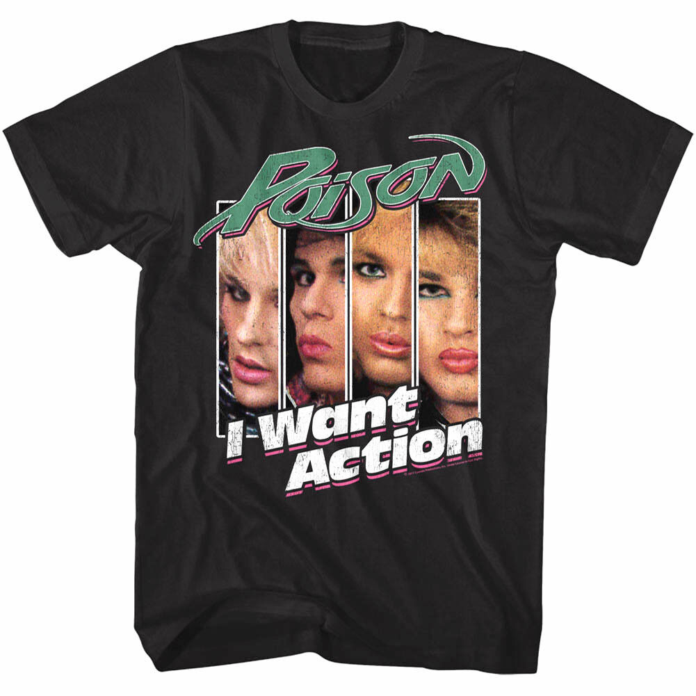 Poison I Want Action Men's T shirt Rock Band Single Live Concert Merch ...