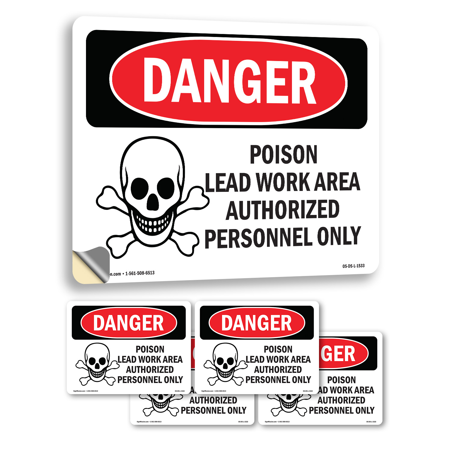 Poison Lead Work Area Authorized Only OSHA Danger Vinyl Decal Label 10 ...