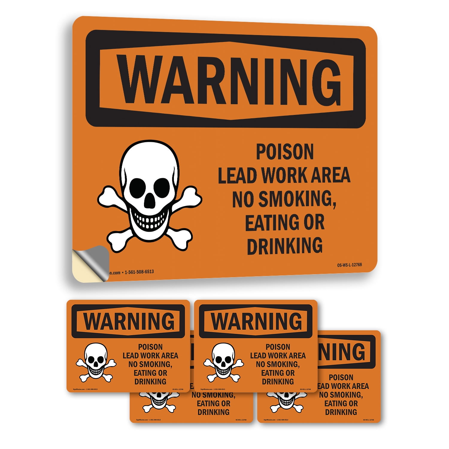 Poison Lead Work Area No Smoking Eating OSHA WARNING Vinyl Decal Label ...