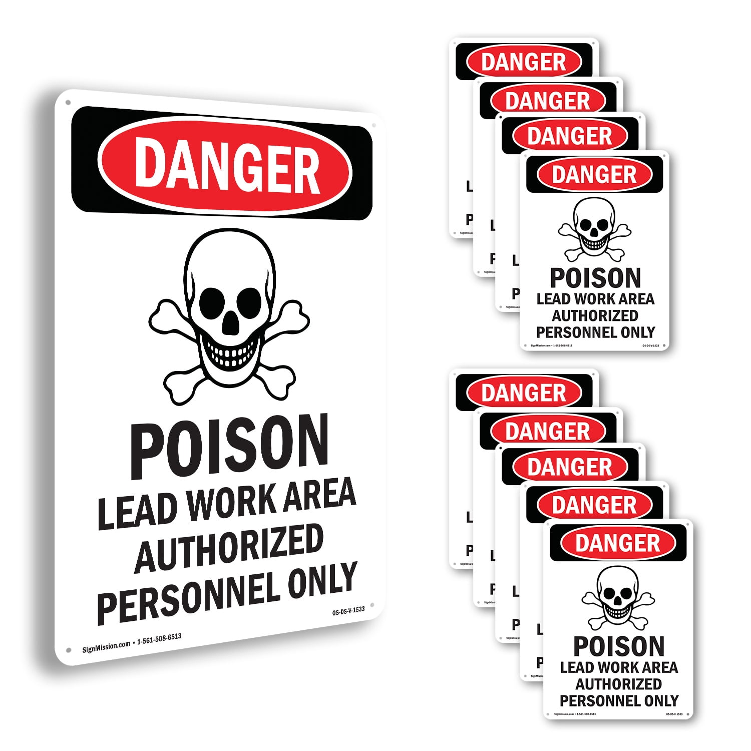 Poison Lead Work Area OSHA Danger Rigid Plastic Sign 24 Inch x 18 Inch ...
