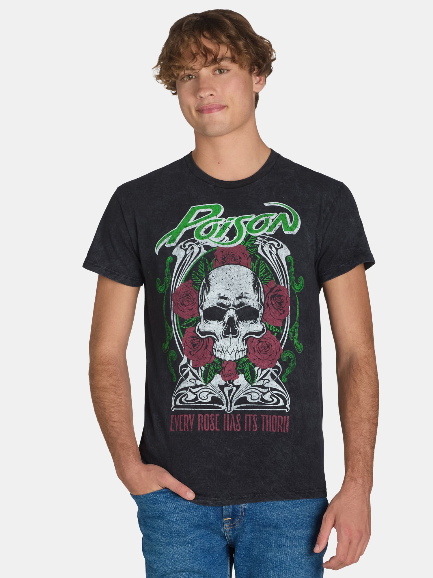 Poison Men’s & Big Men's Mineral Wash Graphic Tee, Sizes S-3XL ...