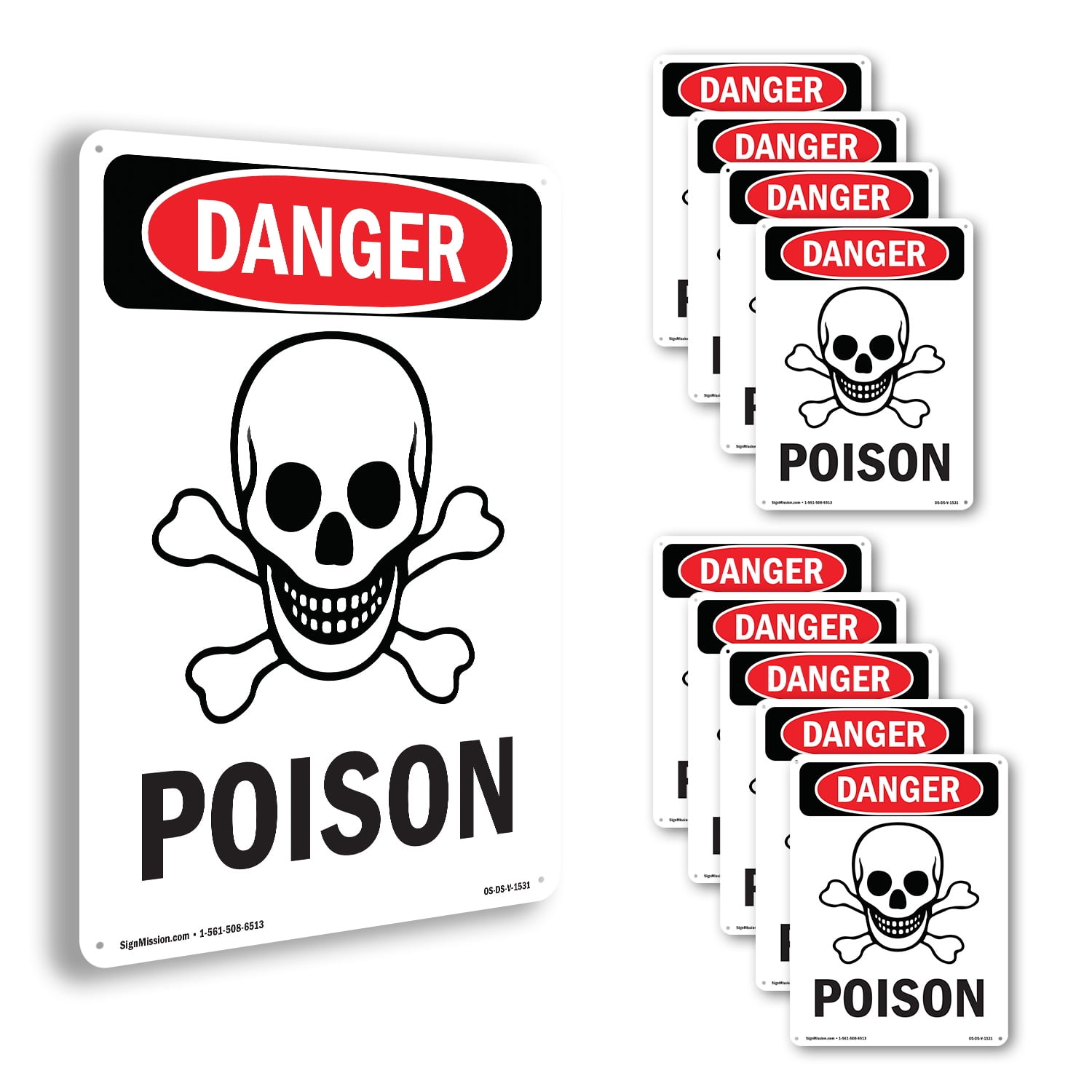 Poison OSHA Danger Aluminum Sign 18 Inch x 12 Inch - 10 Pack - Walmart.com