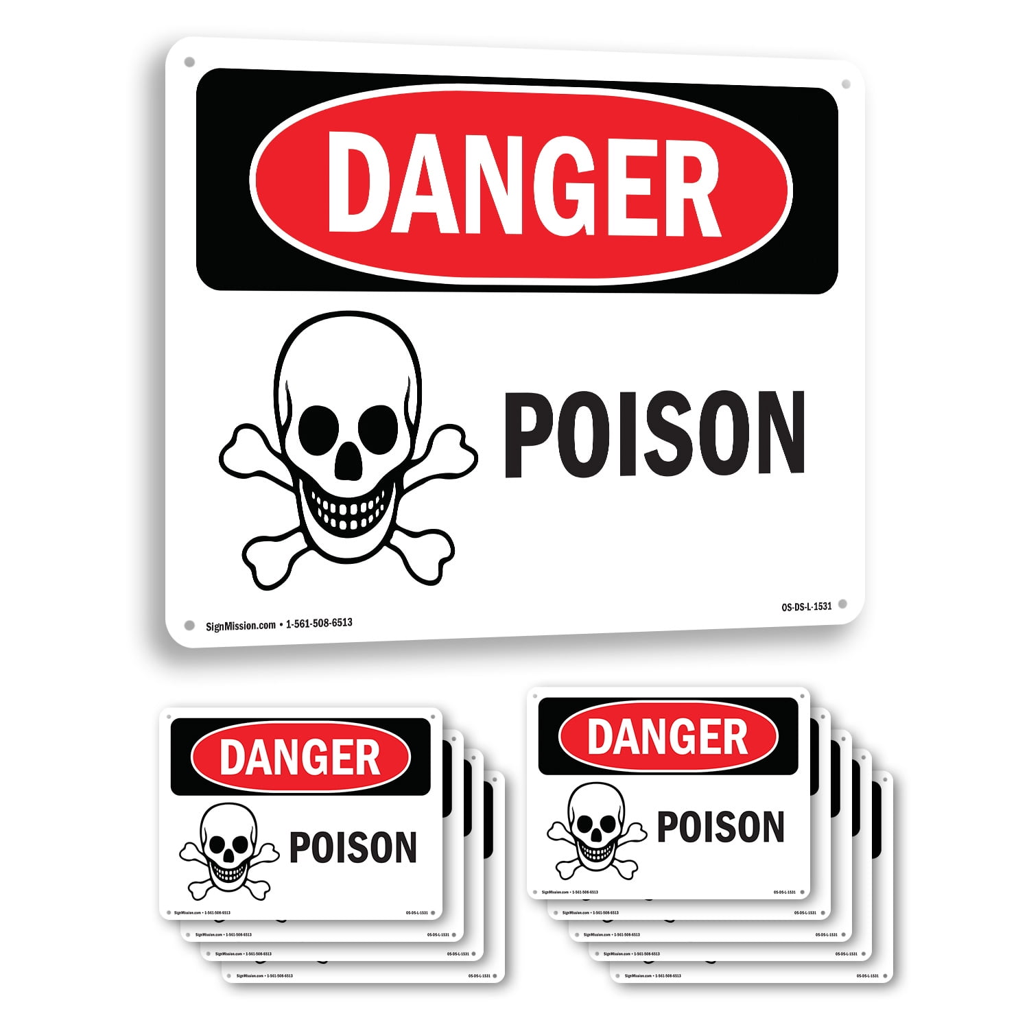 Poison OSHA Danger Aluminum Sign 18 Inch x 12 Inch - 10 Pack - Walmart.com
