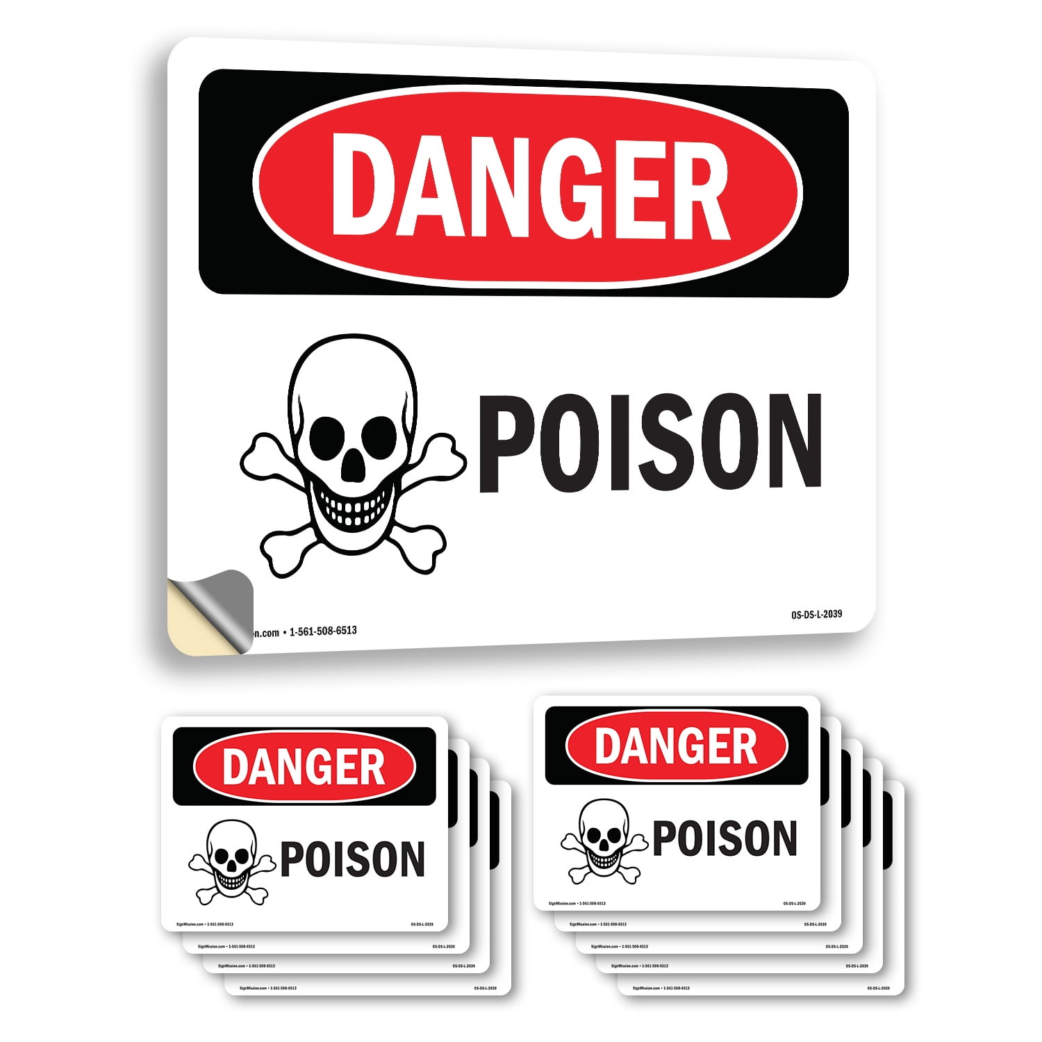 Poison OSHA Danger Vinyl Decal Label 10 Inch x 7 Inch - 10 Pack ...
