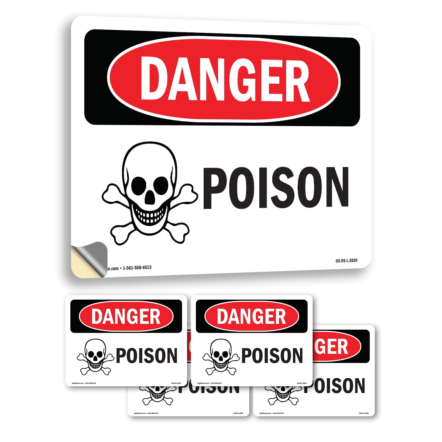 Poison OSHA Danger Vinyl Decal Label 10 Inch x 7 Inch - 5 Pack ...