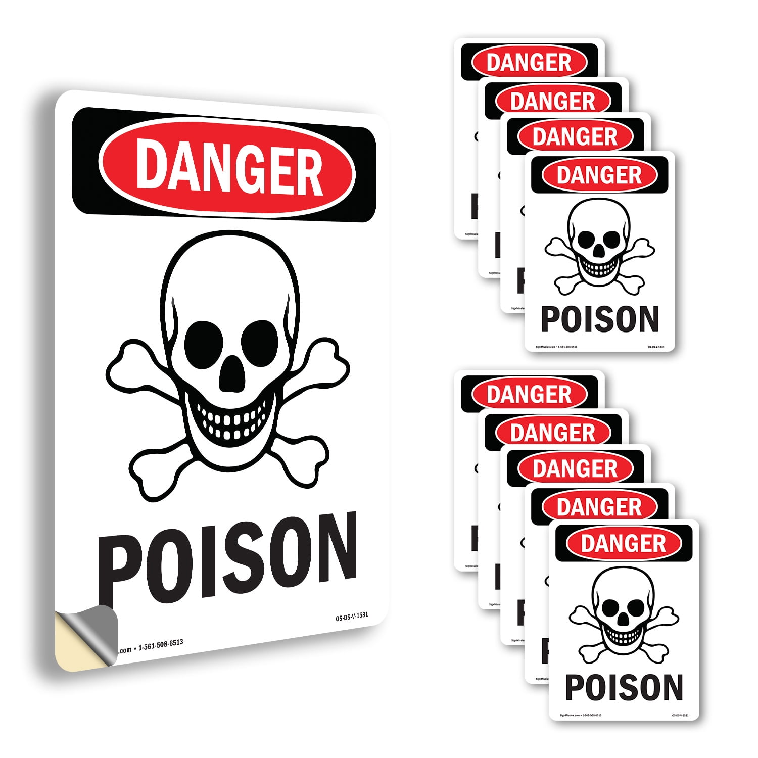 Poison OSHA Danger Vinyl Decal Label 5 Inch x 3.5 Inch - 10 Pack ...
