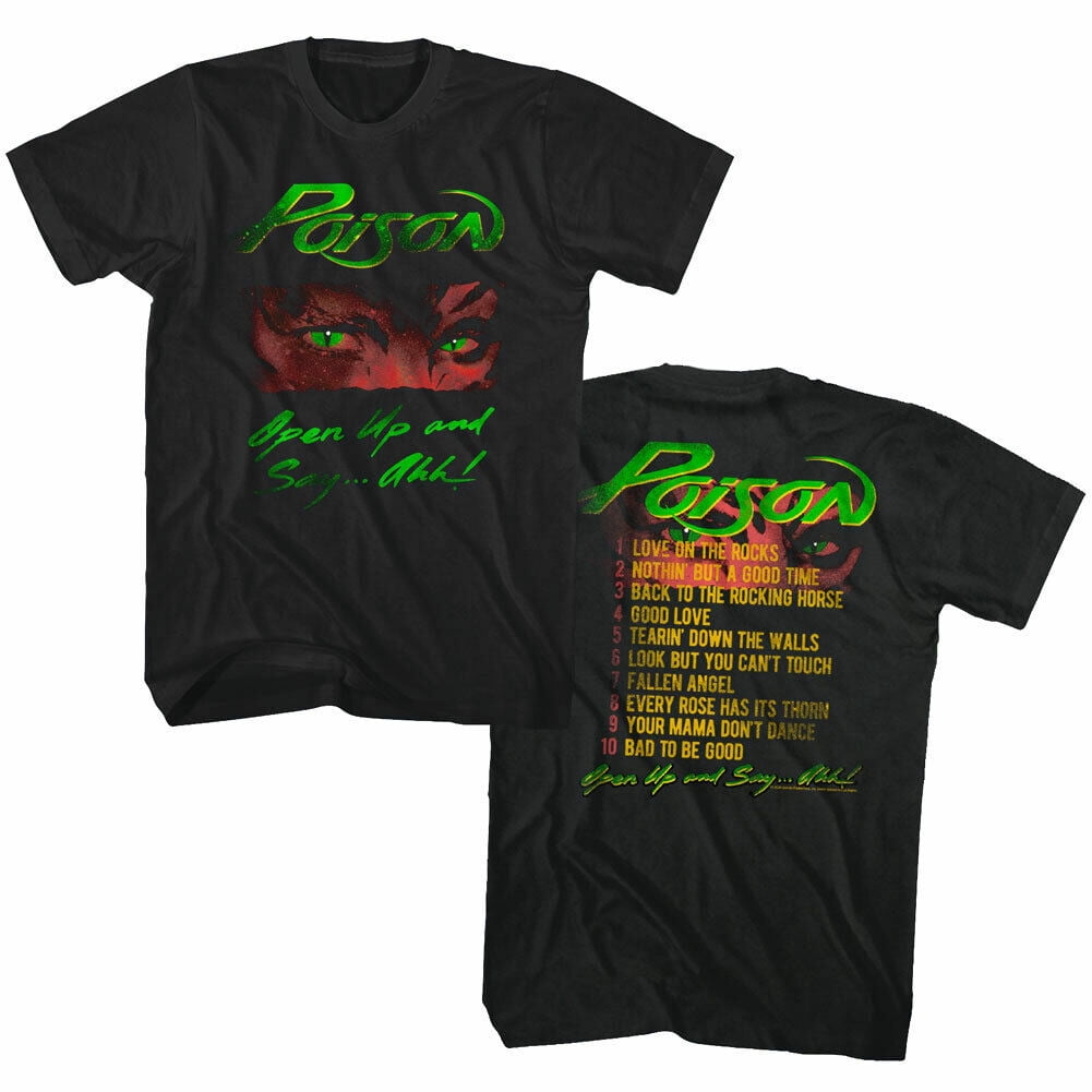 Poison Open Up and Say Ahh Men's T-Shirt Tracklist Rock Band Concert ...