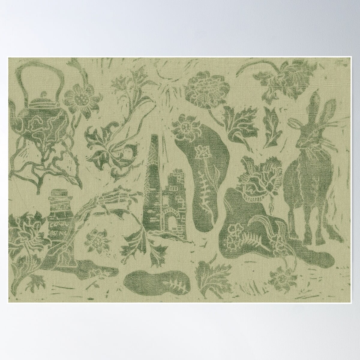 Poison Paint Block Print , Moorland Green Poster Wall Art, Modern Wall ...