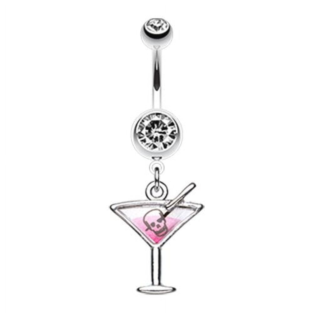Poison Skull Martini Glass Belly Button Ring - Walmart.com