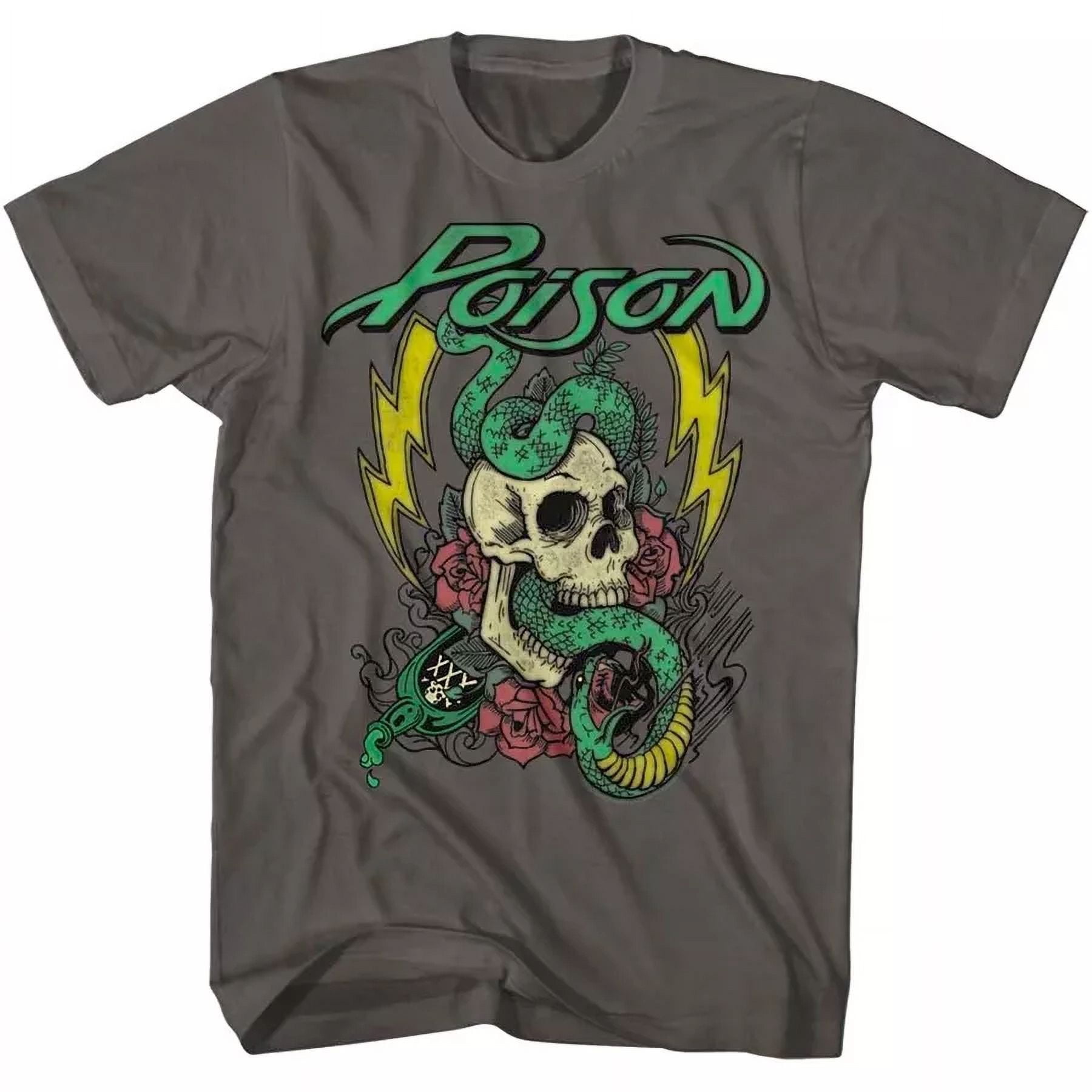 Poison Snake Skull Tattoo Men's T Shirt Metal Rock Band Album Tour ...