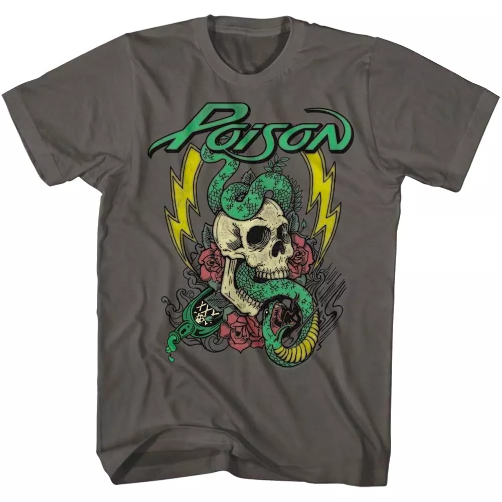 Poison Snake Skull Tattoo T Shirt Metal Rock Band Album Tour Music ...