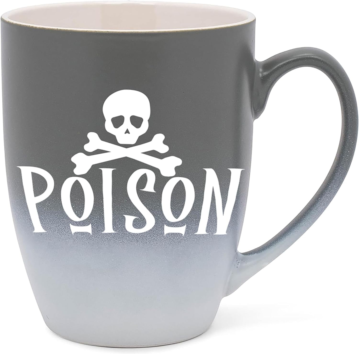 Poison Two Toned Ombre Matte Grey White 12 ounce Ceramic Stoneware ...