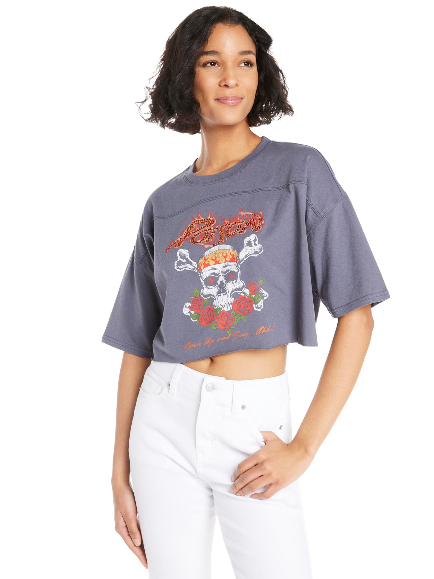 Poison Women's Cropped Skimmer T-Shirt with Short Sleeves, Sizes XS ...