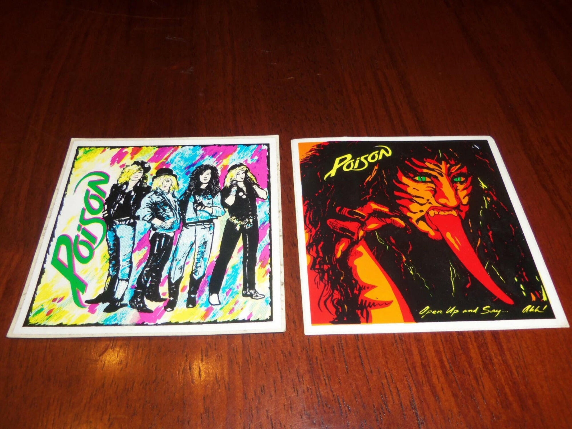 Poison set of 2 4x4 inch decals or stickers (Open Up And Say . . . Ahh ...