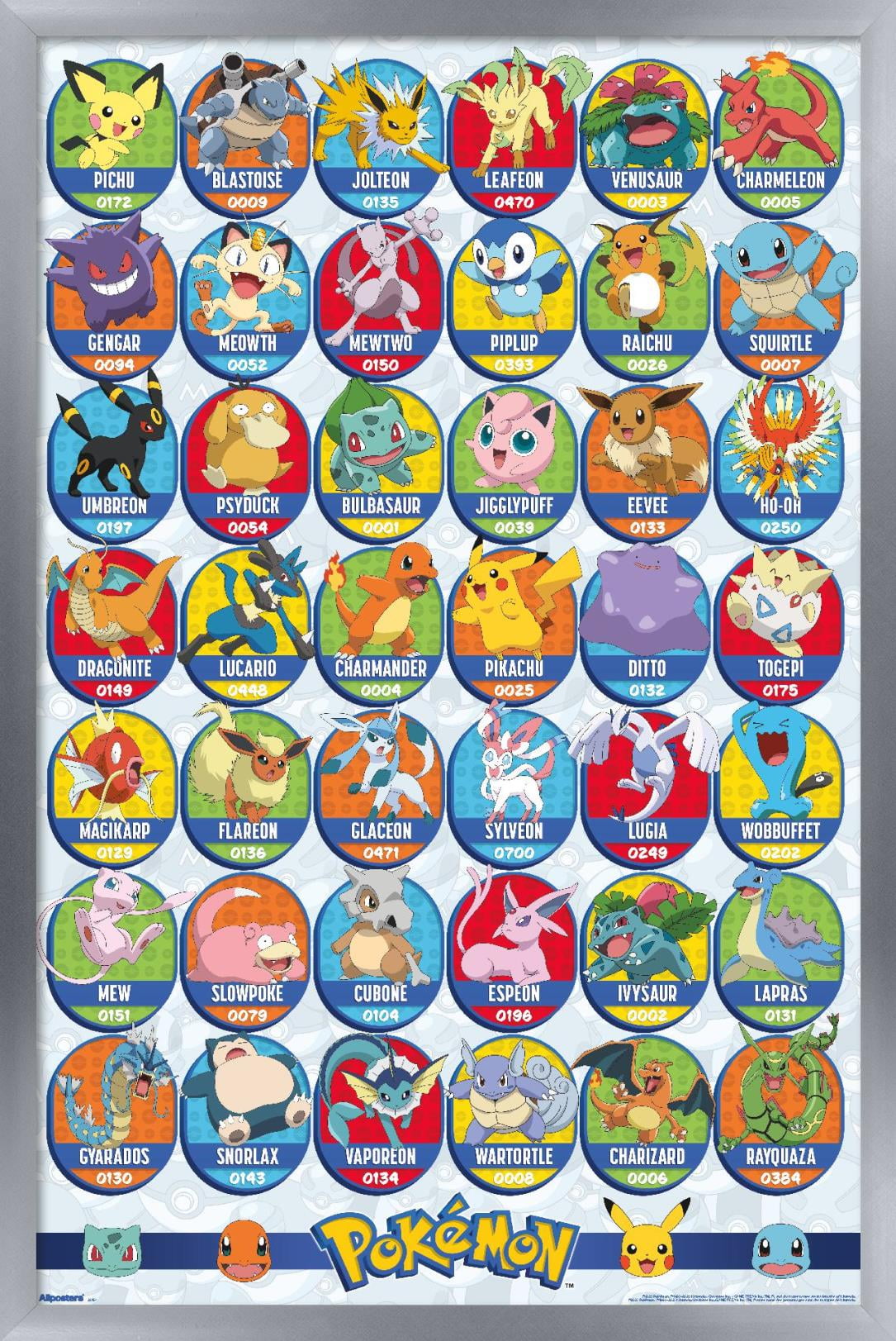 Pokémon: All-Time Favorites - Grid Wall Poster, 22.375" x 34" Framed ...