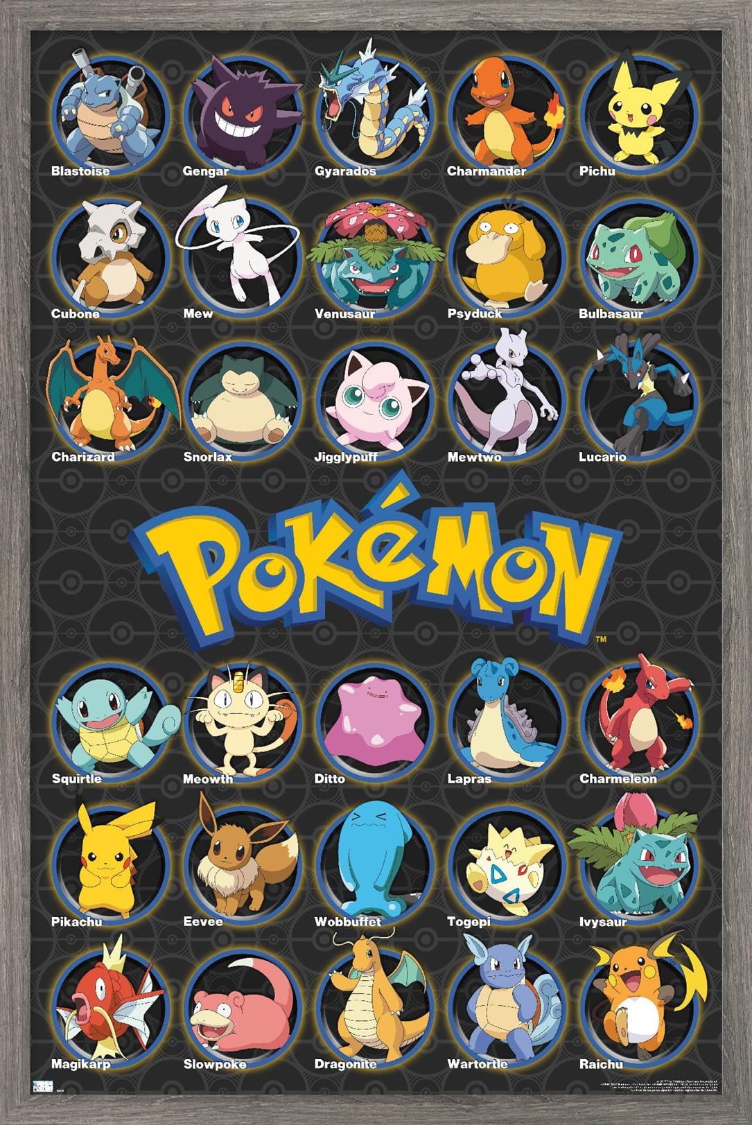 Pokemon - All Time Favorites Wall Poster, 14.725" x 22.375", Framed ...