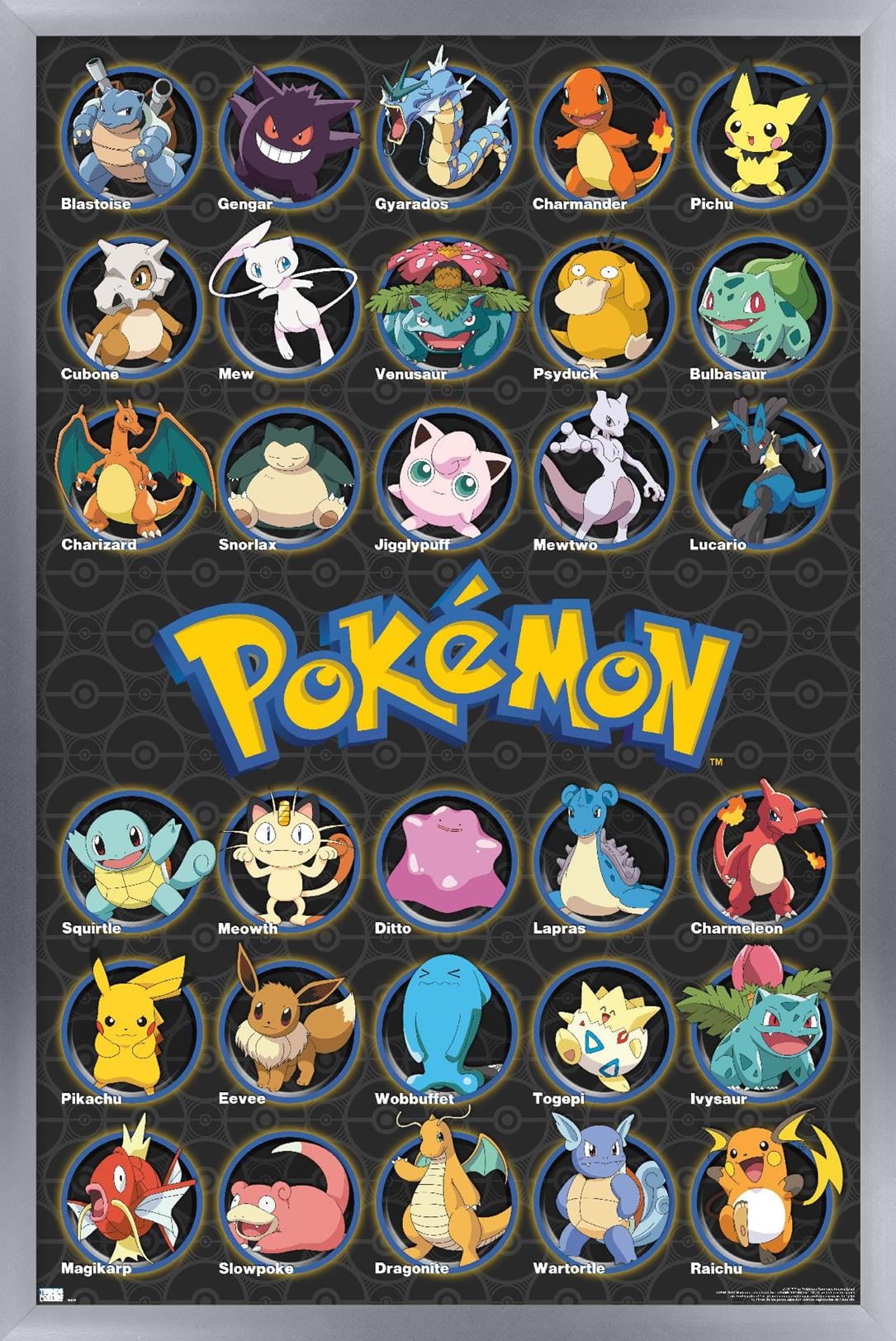 Pokemon - All Time Favorites Wall Poster, 22.375" x 34", Framed ...