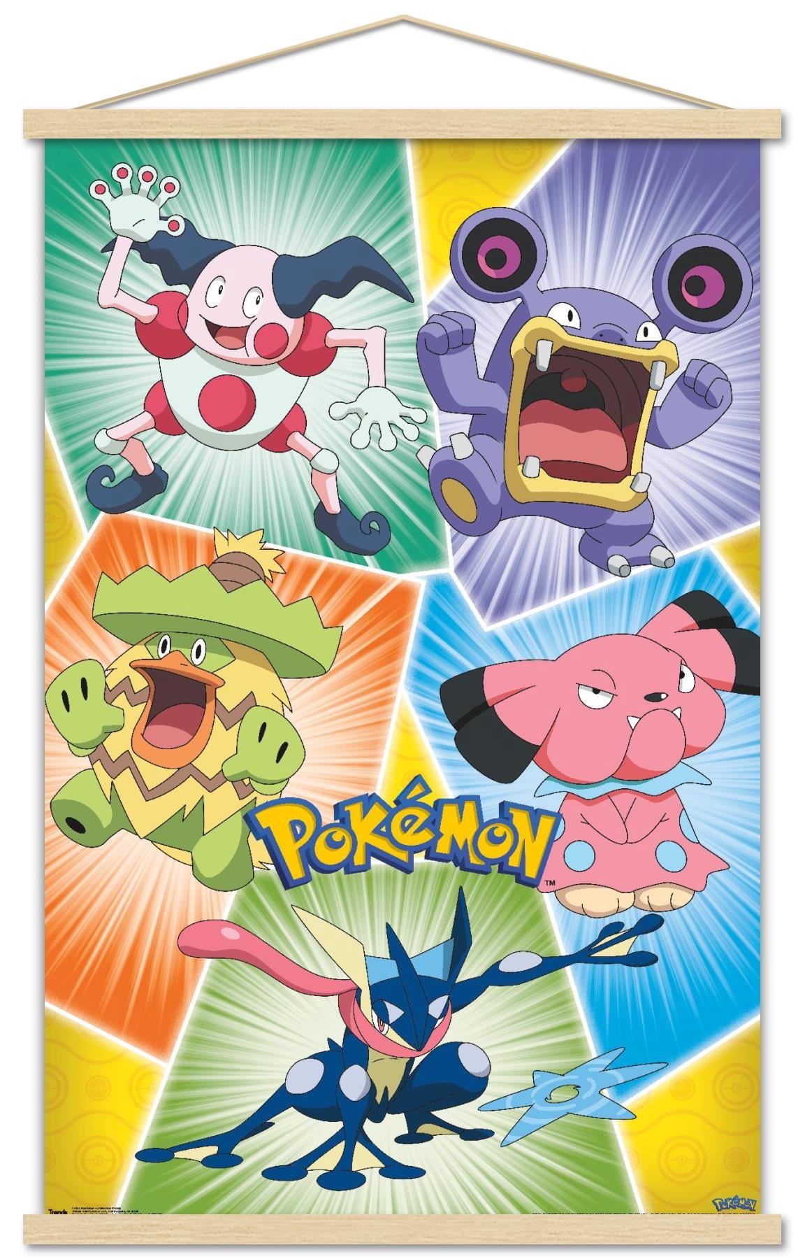 Pokemon - Animation Group Wall Poster with Wooden Magnetic Frame, 22. ...