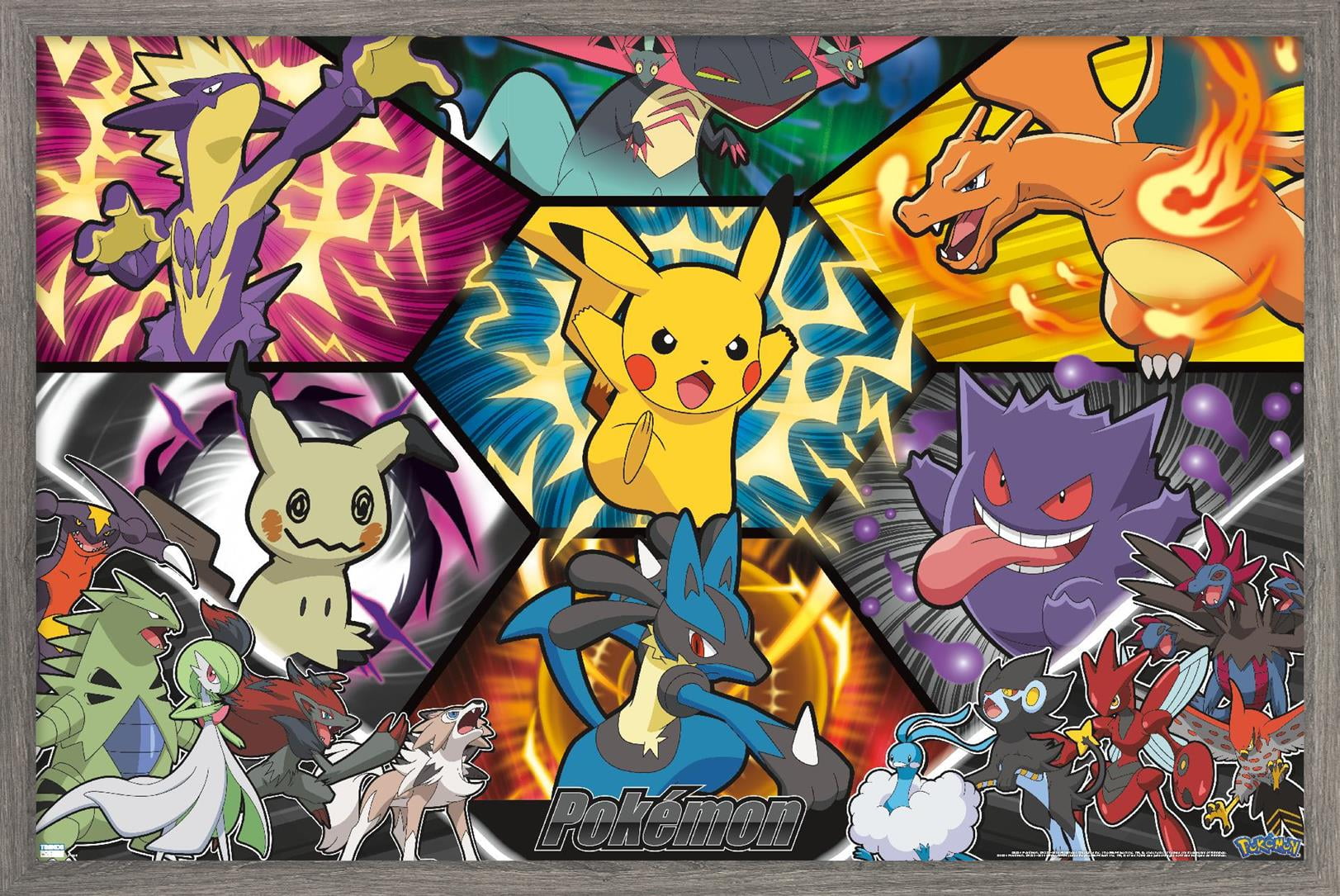 Pokémon: Battle Art - Group Wall Poster, 14.725" x 22.375" Framed ...