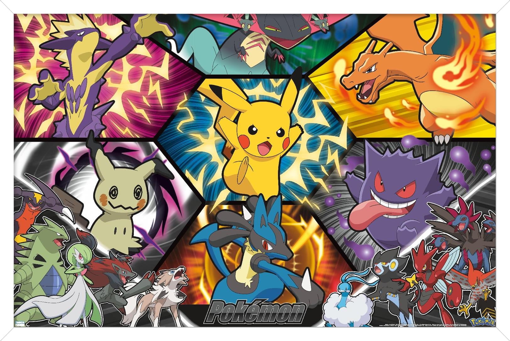 Pokémon: Battle Art - Group Wall Poster, 14.725" x 22.375" Framed ...