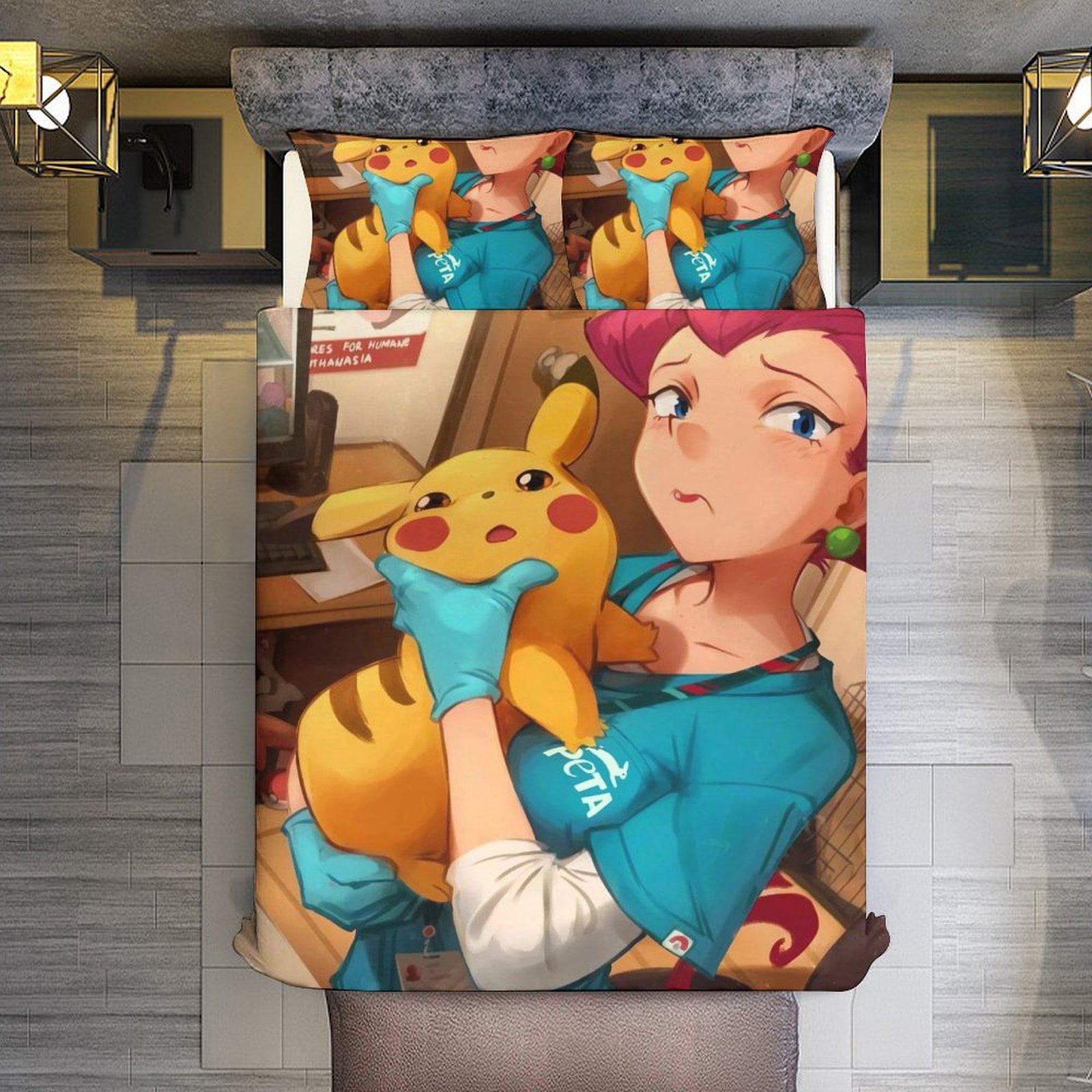 Pokémon Bed Sheet Set for Kids Boys Girls,Duvet Cover,Queen Sheet Set ...
