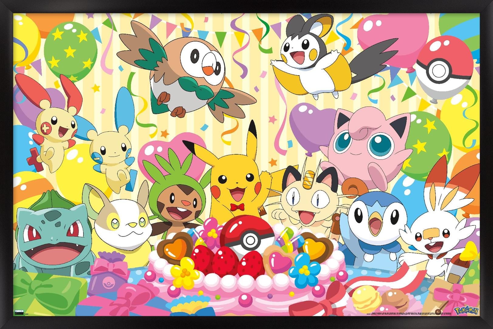 Pokemon - Birthday Party Wall Poster, 22.375" x 34" Framed - Walmart.com