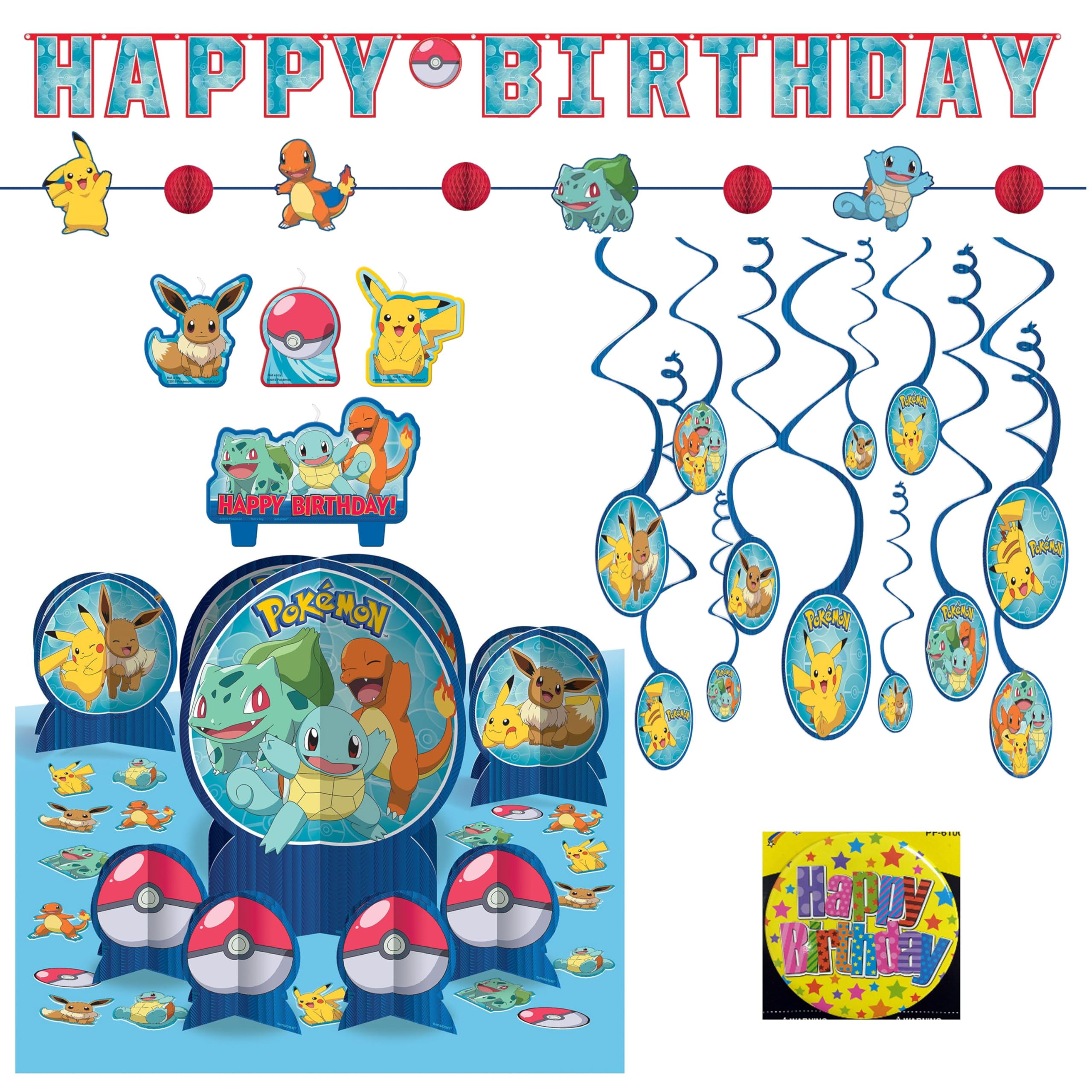 Pokémon Birthday PartyEGSC Supplies and Decorations Pack: Pokémon Party ...