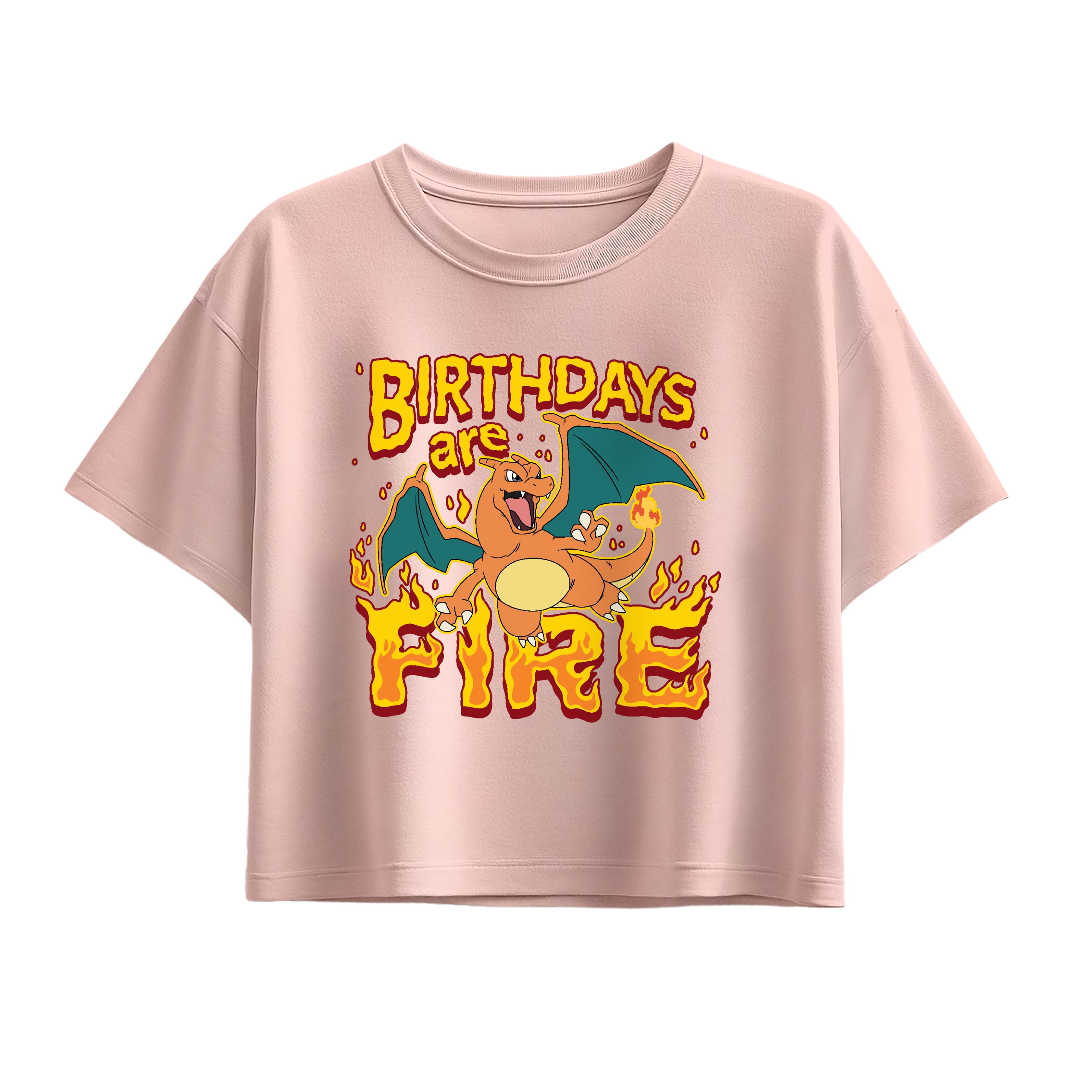 Pokémon - Birthdays Fire Charizard - Youth Girls Boxy T-Shirt - Walmart.com