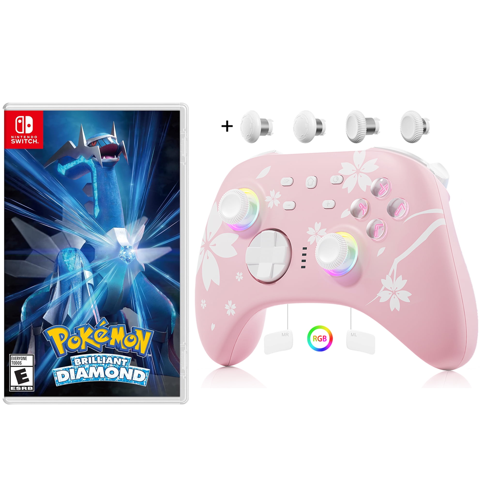Pokémon Brilliant Diamond Game Disc and Upgraded Switch Pro Controller ...