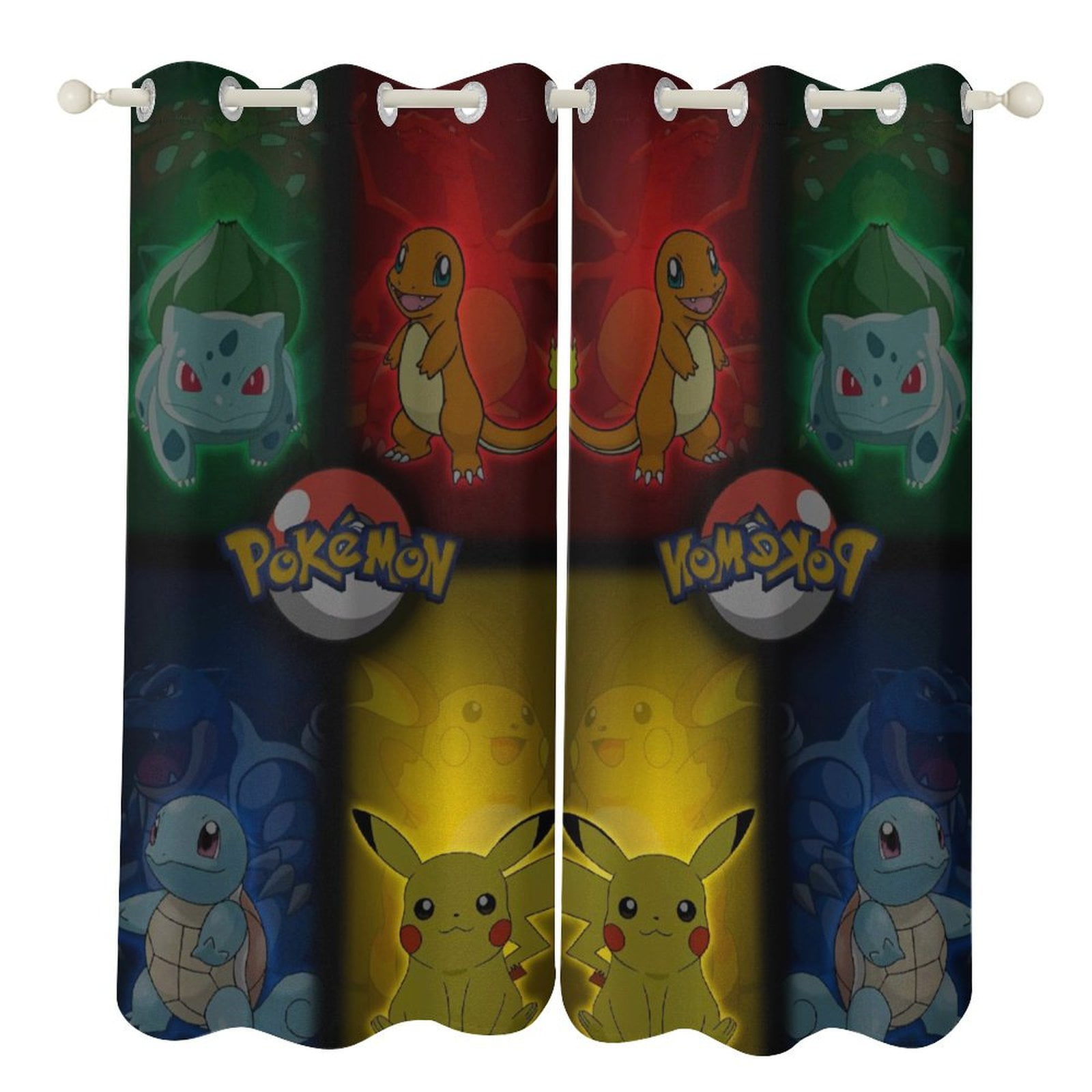 Pokémon-Bulbasaur Charmander Squirtle Curtains 84 inch,2 Panels Set,100 ...