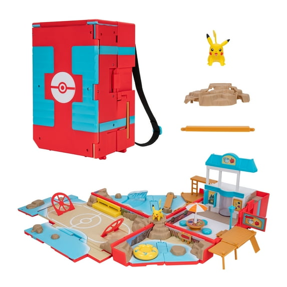 Pokemon Carry Case Beach Battle Playset, Portable Backpack with 2-inch ...