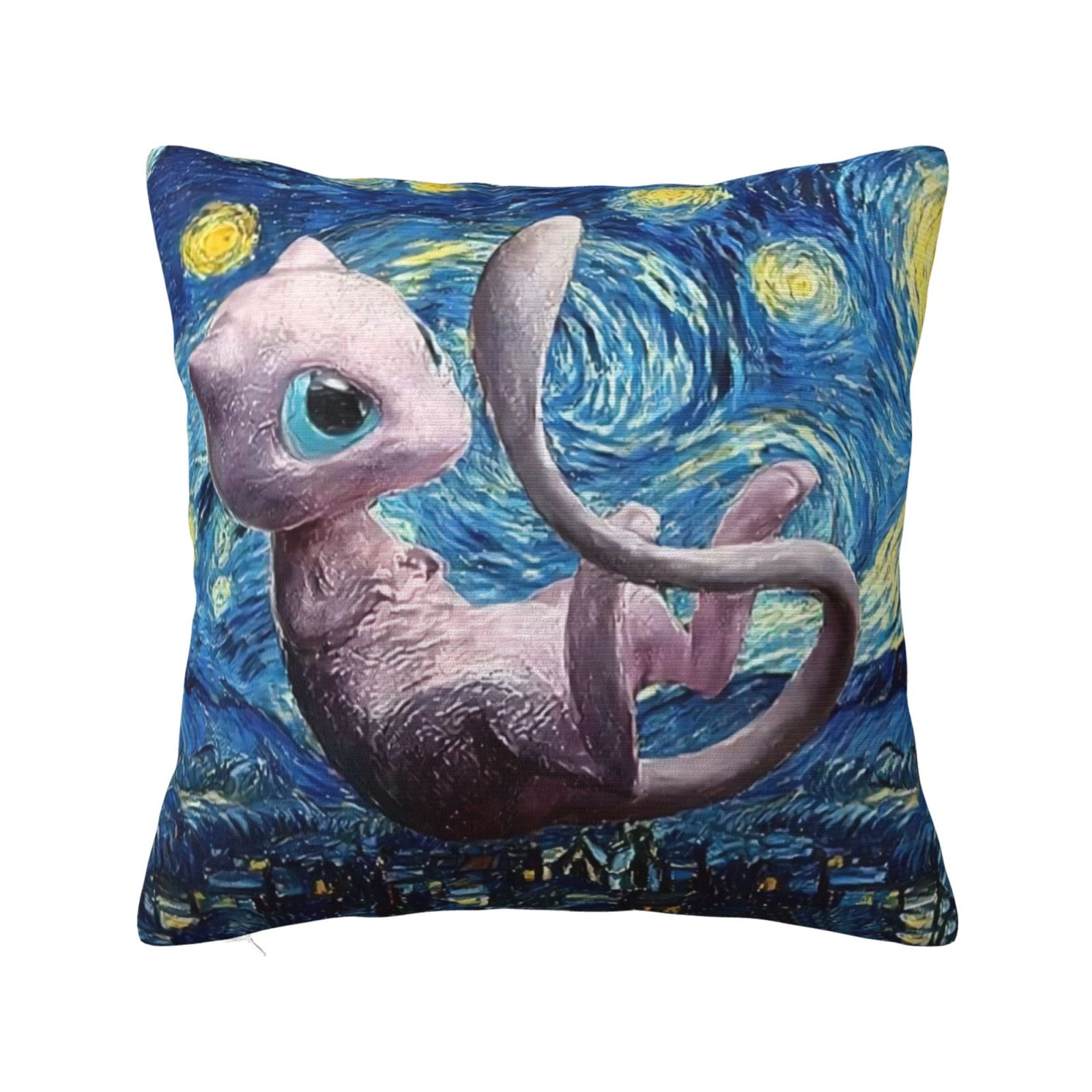 Pokémon - Celestial Mew & Mewtwo Moon Throw Pillow Covers 18x18 Inch ...