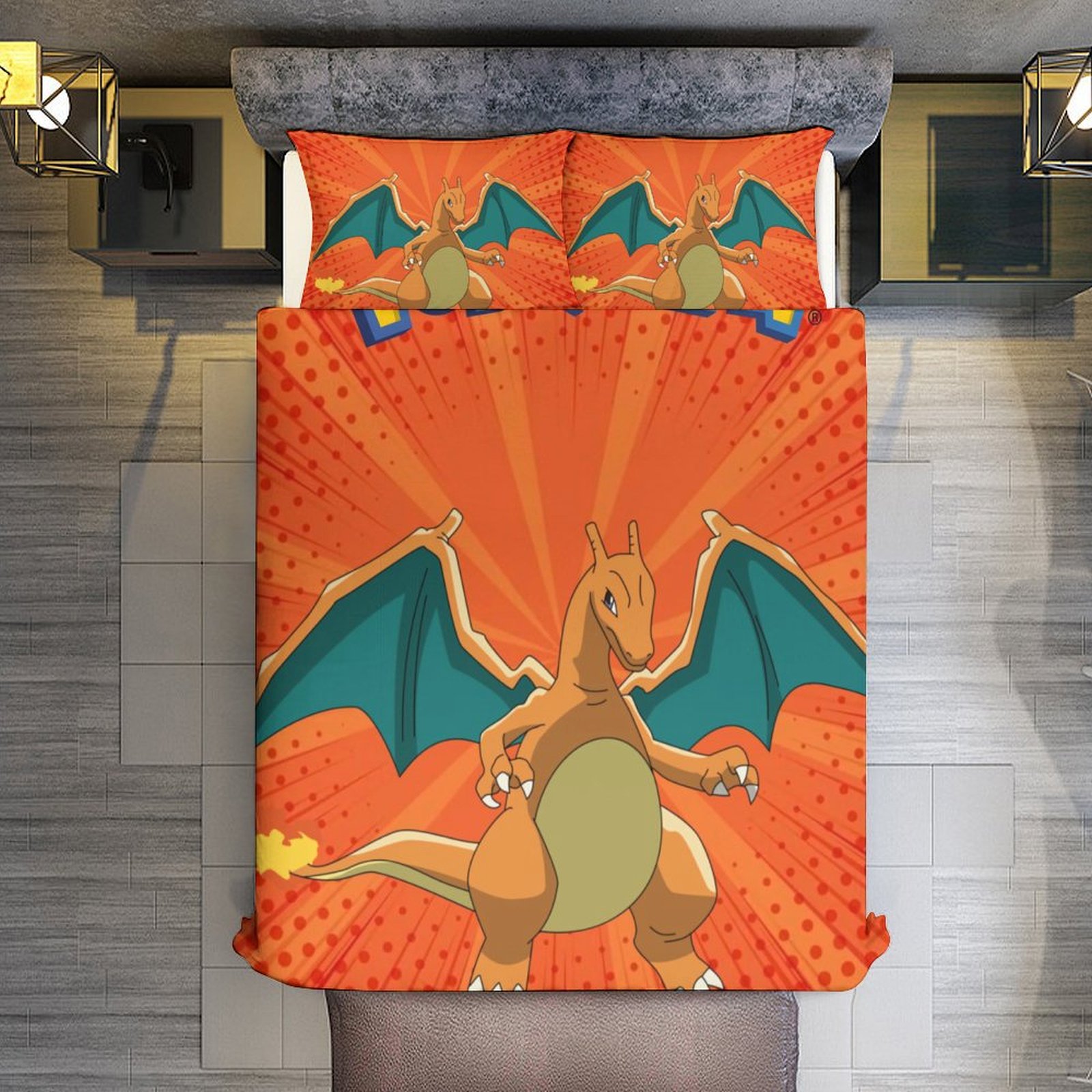 Pokémon Charizard Duvet Cover Set with 2 Pillowcases for All Seasons ...