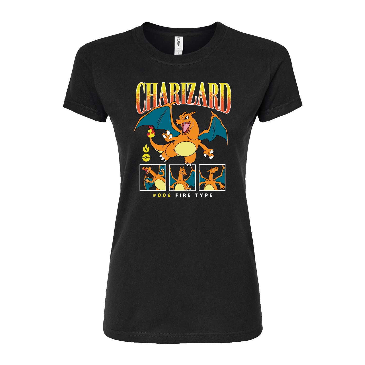 Pokémon - Charizard Multiple Poses - Juniors Fitted Graphic T-Shirt ...